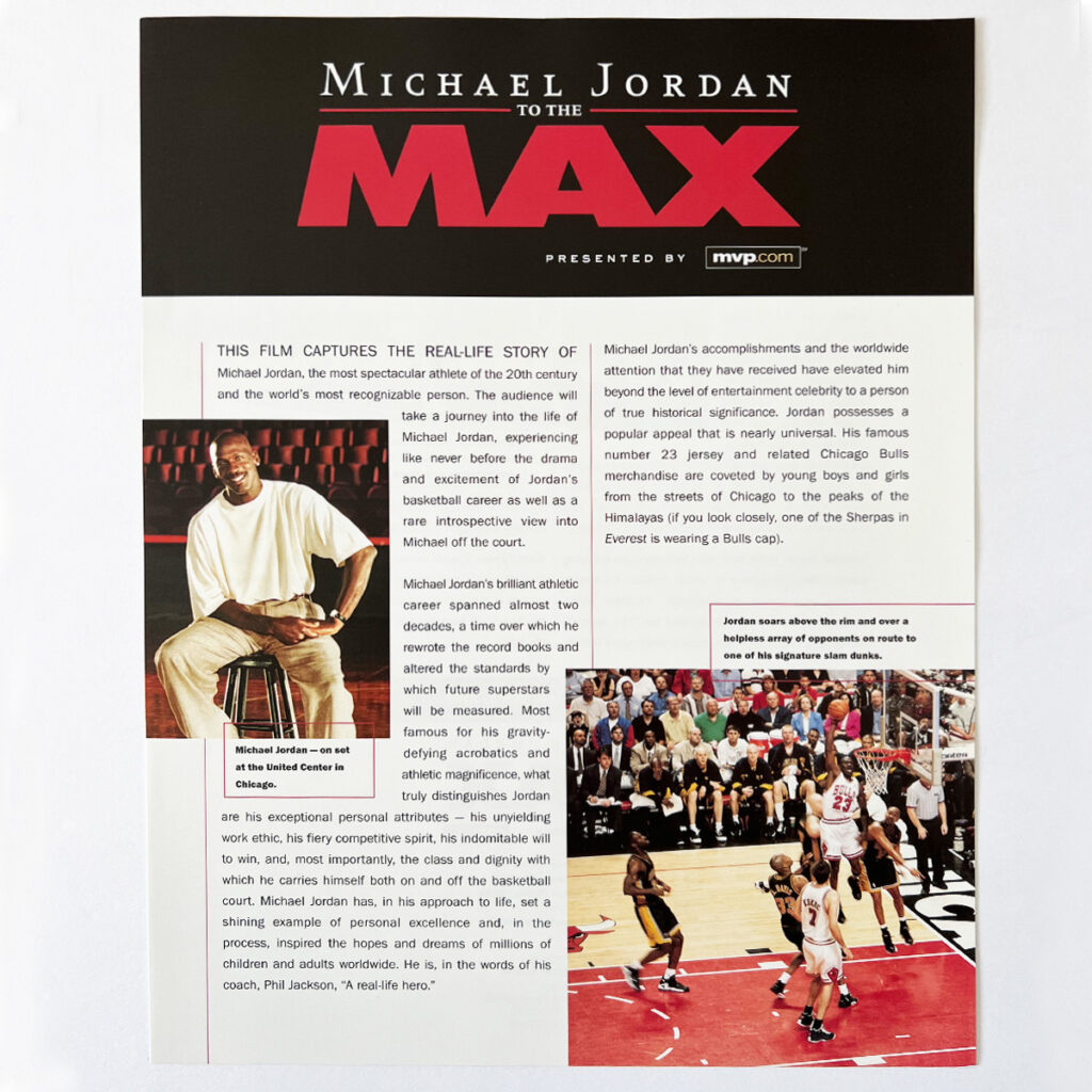 MICHAEL JORDAN to the MAX Media Press Brochure (RARE) - SwapMeet